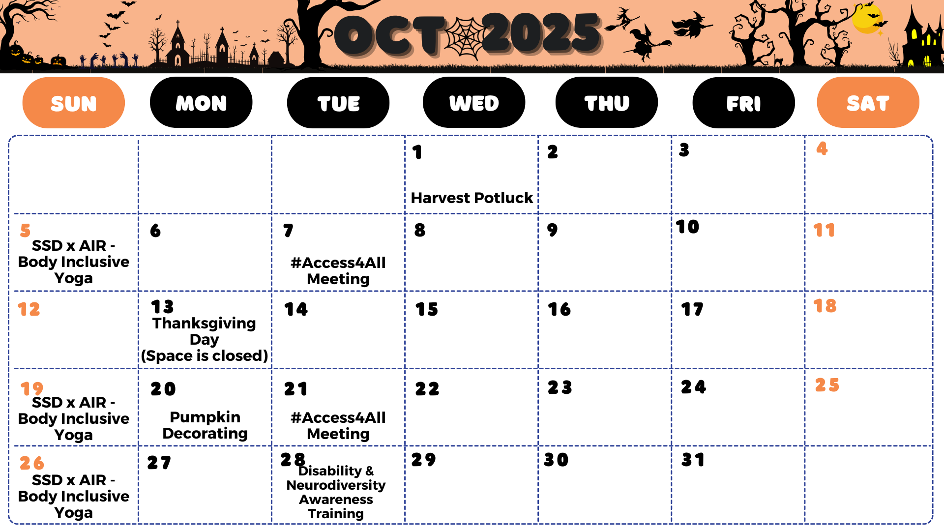 October 2025 Events Calendar - UVIC Society for Students with a Disability